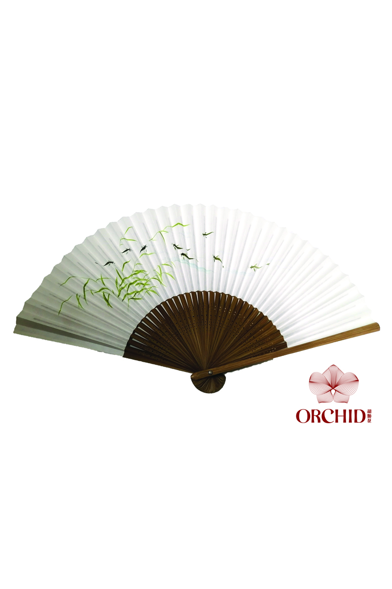 84827-08 | Bamboo And Rice Paper Hand Fan | Orchid Chopsticks