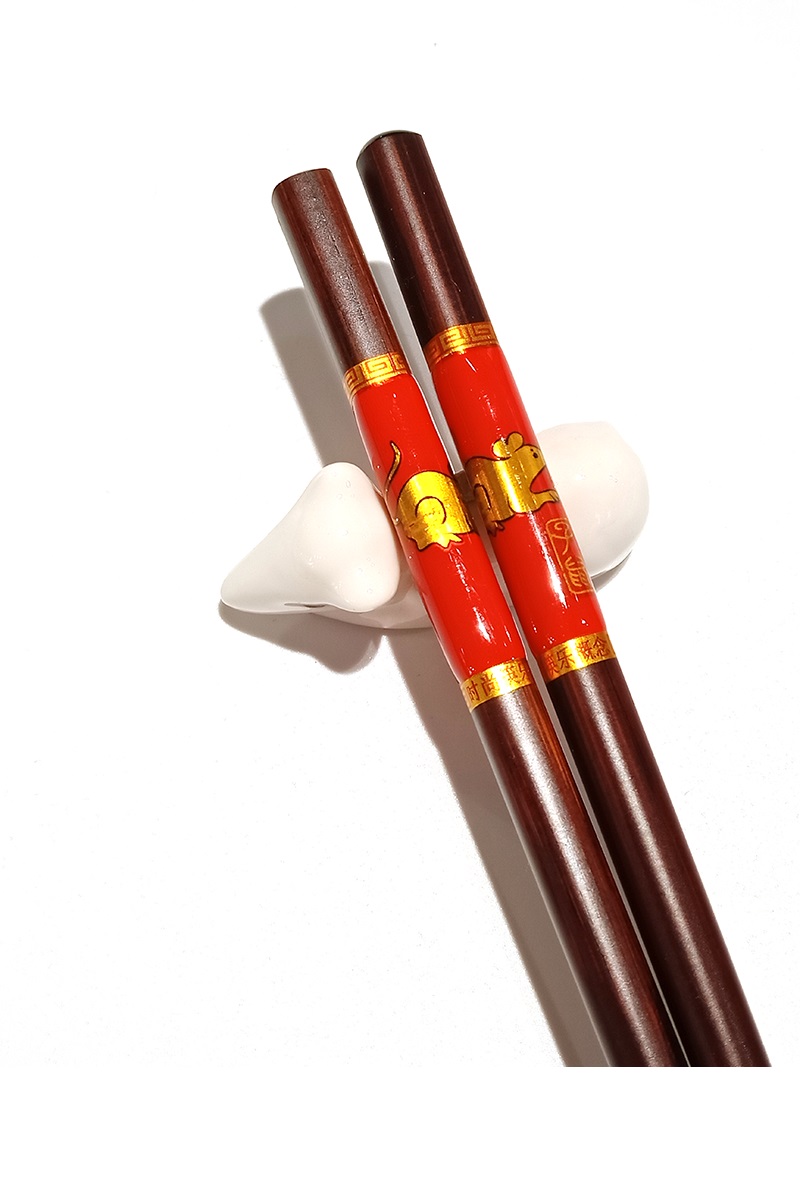 Chinese 12 Zodiac Design Wooden Chopsticks With Porcelain Holder ...